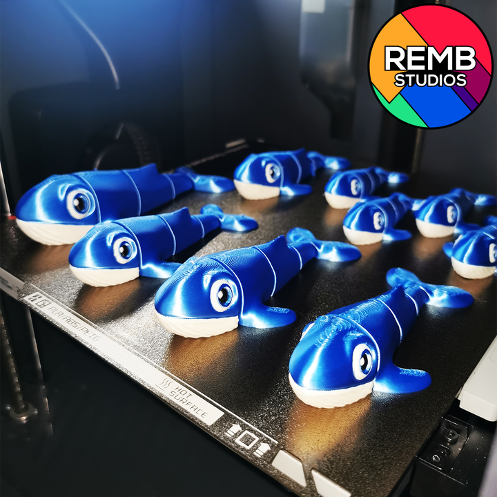 3D Printable Flexi Blue Whale Remb Studios, STL file for 3D printing, STL print files, Print in ...
